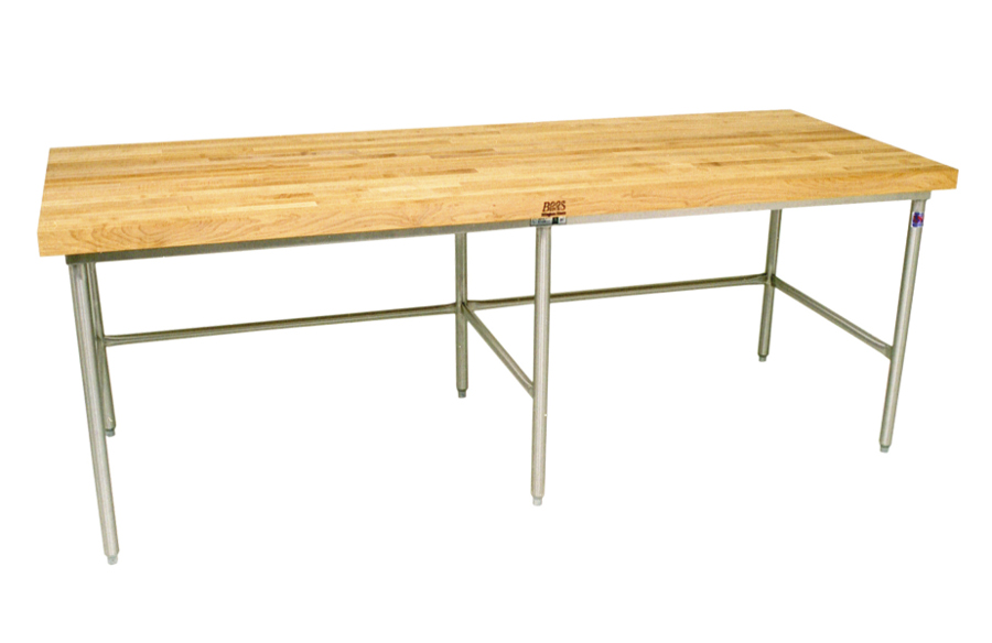 Maple-Top Bakers Table Galvanized Steel Frame